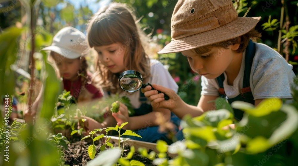 An outdoor education class where children are learning about nature ...