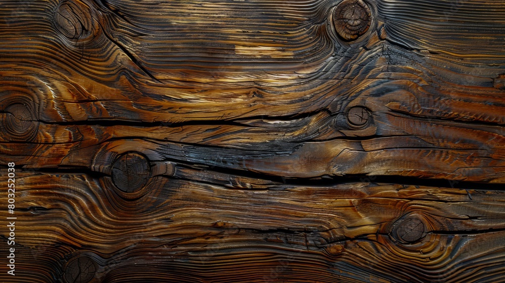 This close up view shows the intricate details of a wood surface ...