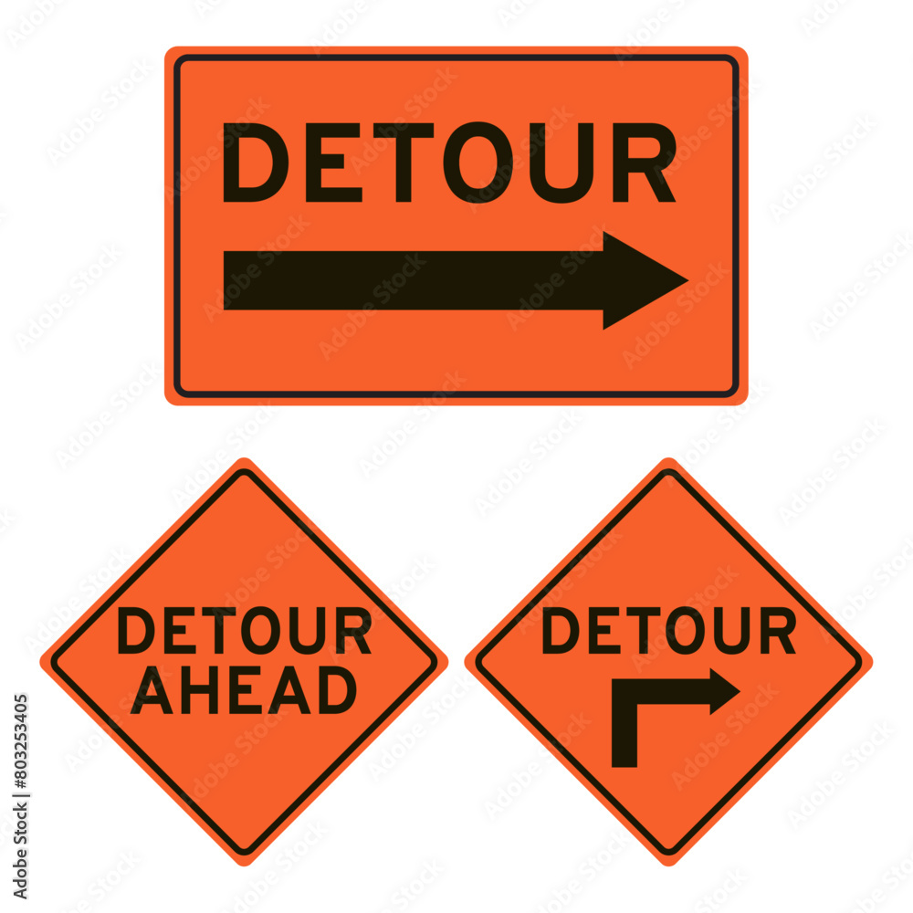 Poster Set of detour signs – Wall Art | UkPosters