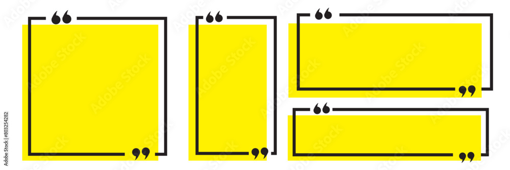Quote box frame set. Blank quote boxes for text. Quotation bubble frame ...