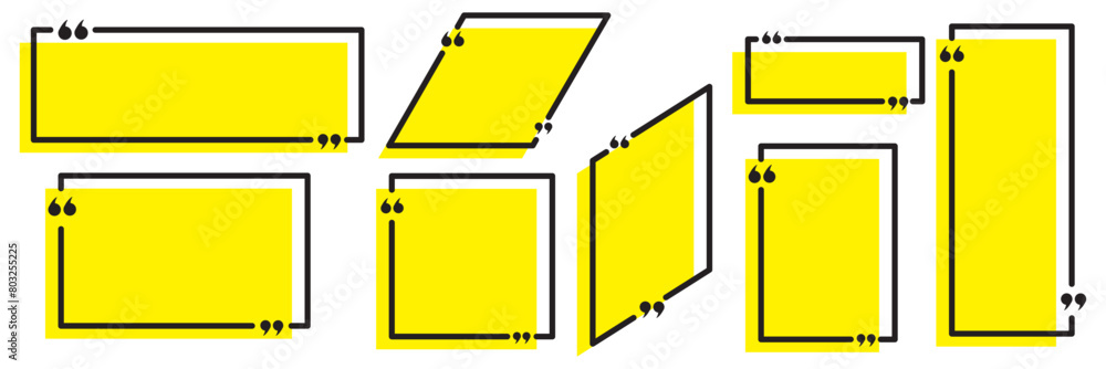 Quote box frame set. Blank quote boxes for text. Quotation bubble frame ...