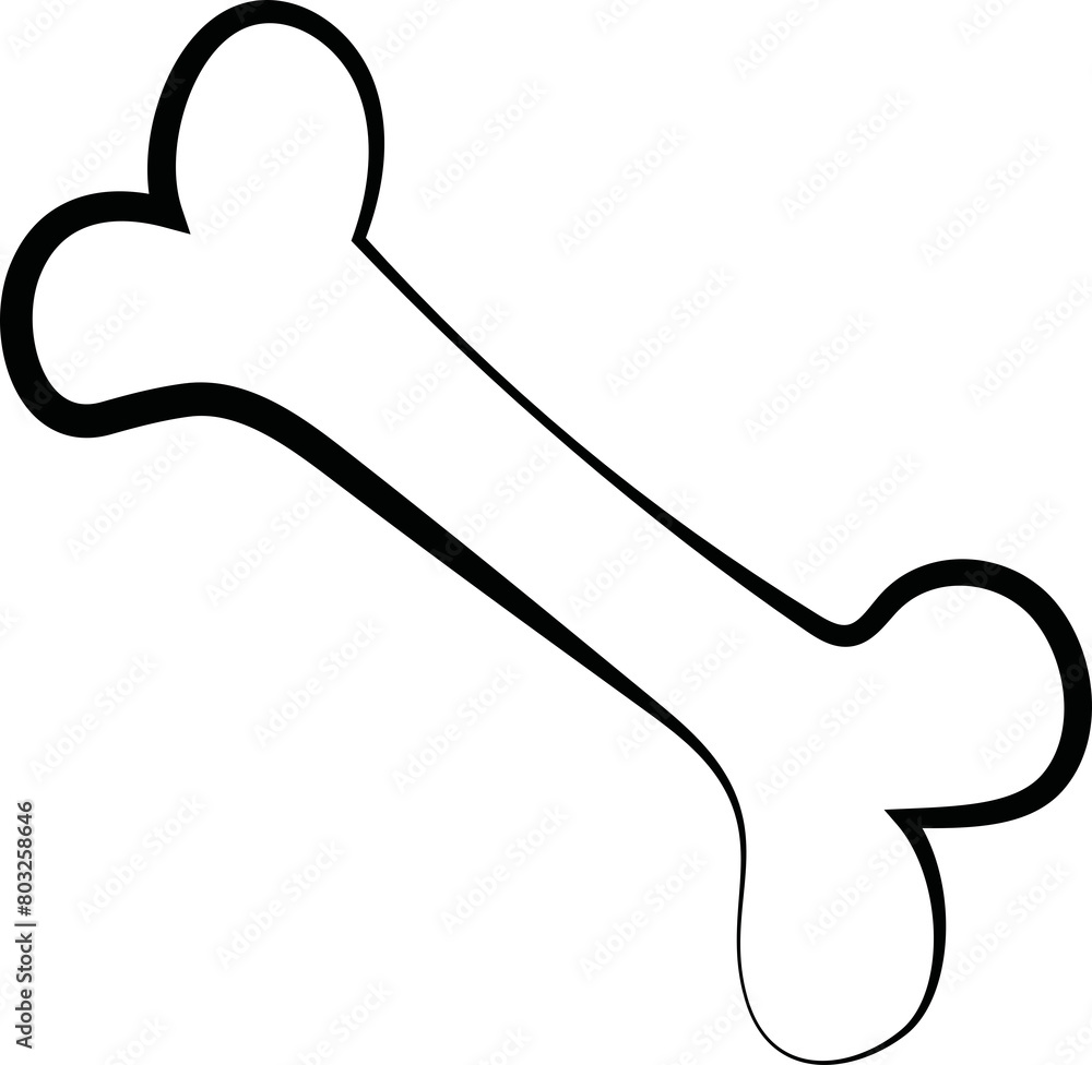 Dog Bone Icon Outline: Simple Flat Design for Pet Symbols. Canine Bone ...