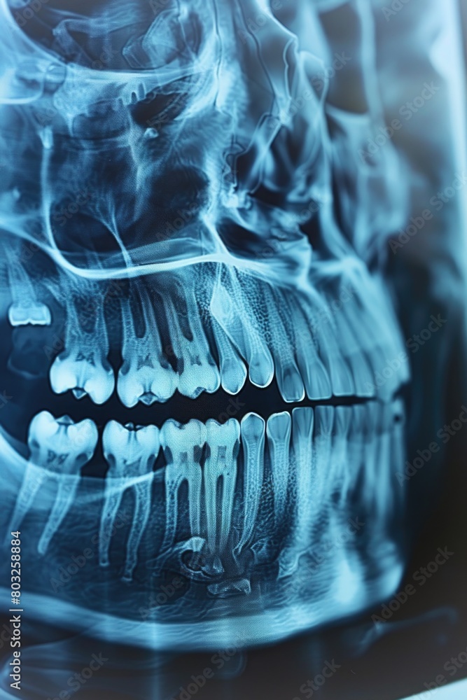 X-ray image of a tooth with a missing tooth. Suitable for dental and ...