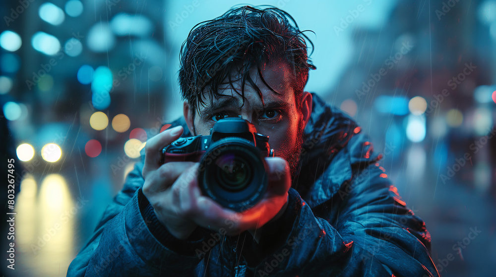 Captivating scene the passion of a male photographer capturing the ...