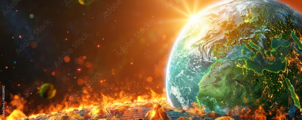 Global warming concept - earth with animated heat waves and el nino ...