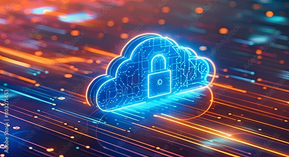 abstract illustration of cloud security services, stylized cloud icon ...