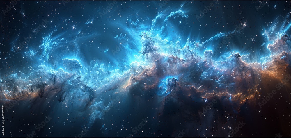 Nebula, outer space, stars, gas clouds. Beautiful blue space background ...