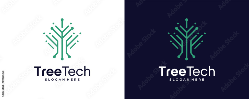 Modern digital tree logo designs concept, vector illustration Stock ...