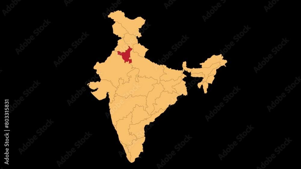 Haryana map animated video. Haryana location in India highlighted ...