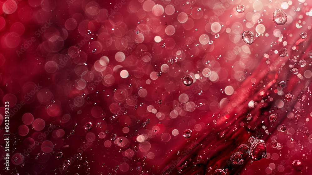 Red wine splashing with bubbles close up and Dew Point on glass ...