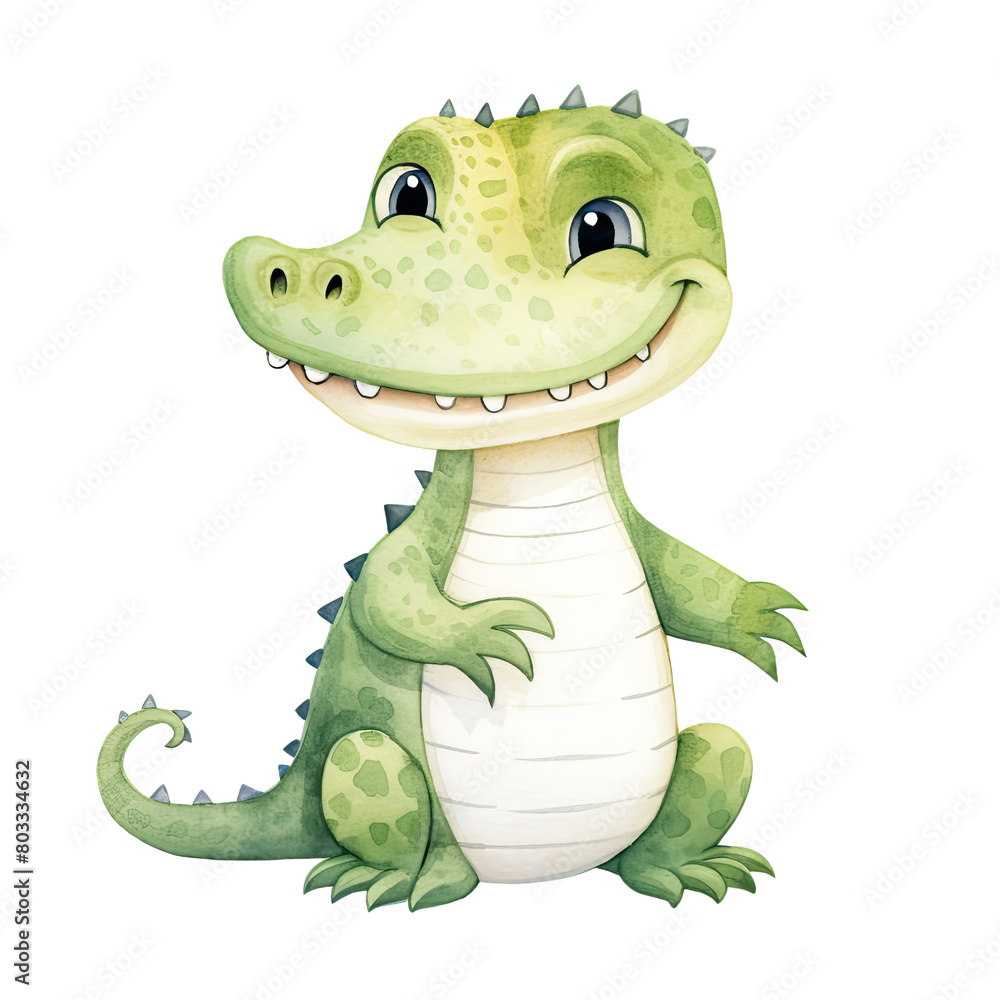 AI-Generated Watercolor Alligator Clip Art Illustration. Isolated ...