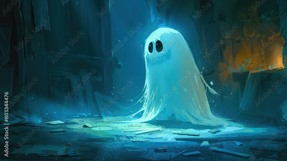 cartoon, ghost, spooky, character, haunted, animation, spectral ...