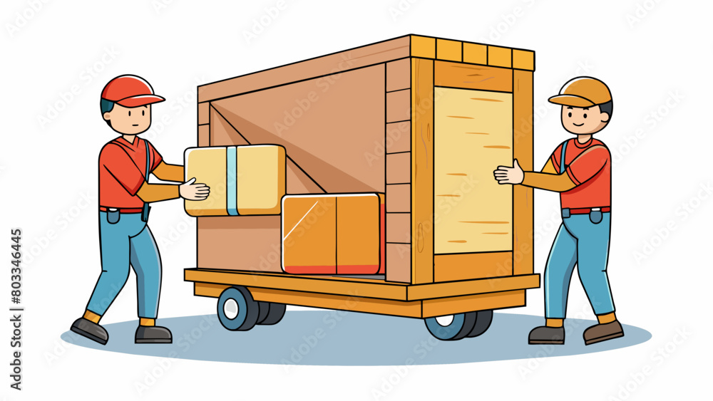 A delivery of new furniture consists of a large wooden crate being ...