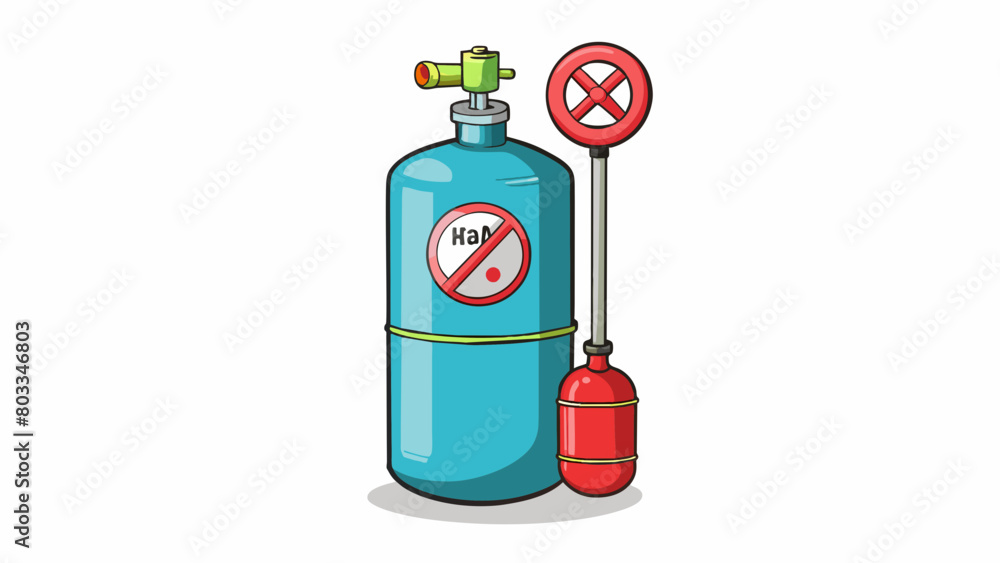 A gas cylinder with a label indicating it contains compressed gas. The ...