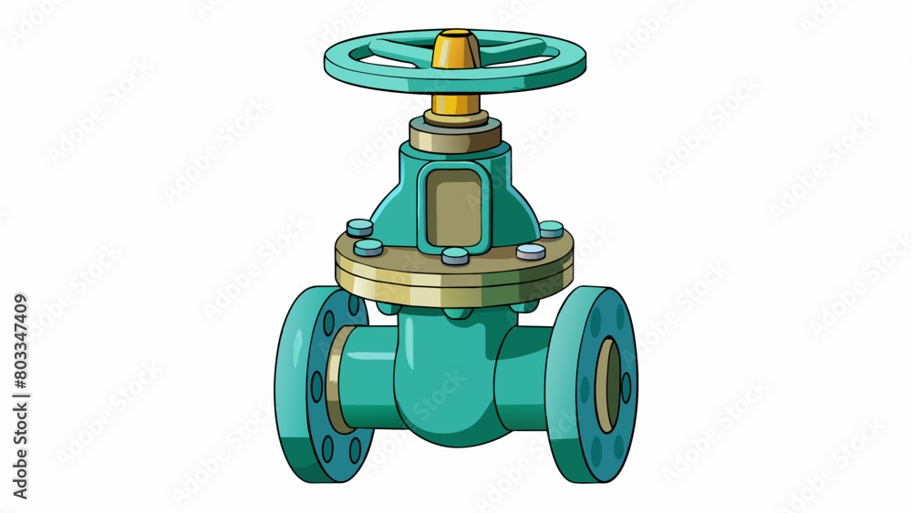 A large gate valve with a flanged top and bottom used in pipelines to ...