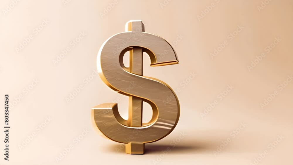 USD golden dollar sign. Gold coin in 3D animation with a rotating ...