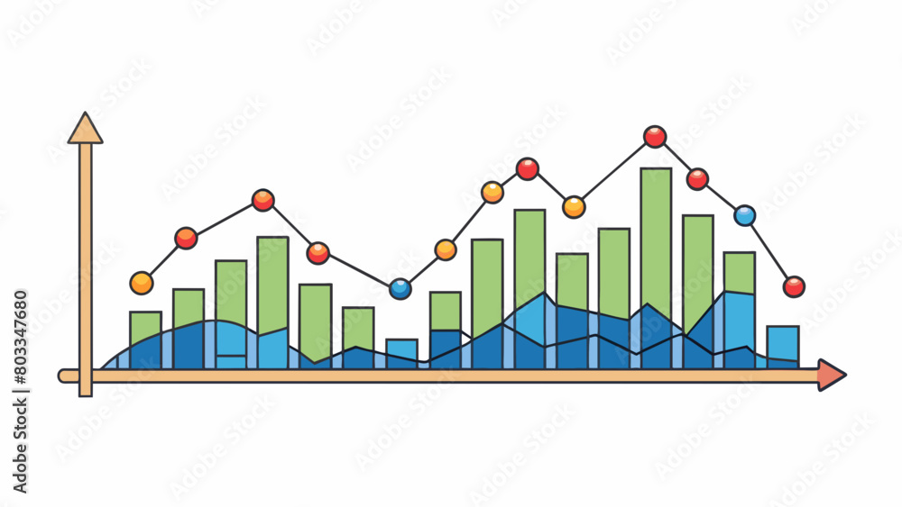 A line graph showing the rise and fall of a stock market over time with ...