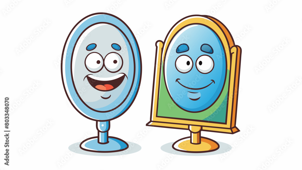 A mirror reflecting two people one with a happy expression and the ...