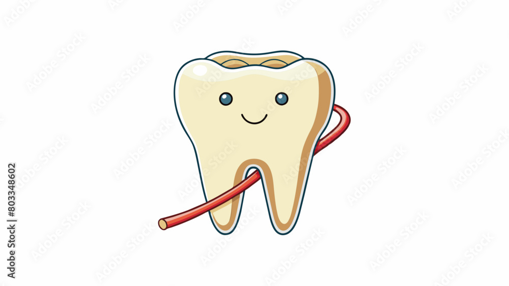 Another tooth is a larger flat object that is rectangular in shape. It ...