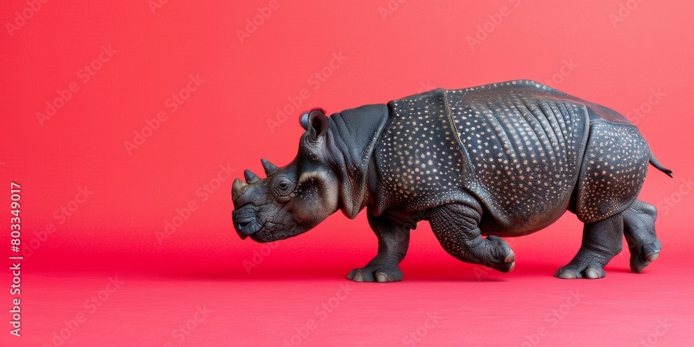 rhinoceros, Copy space banner, funny animal postcard and print template ...