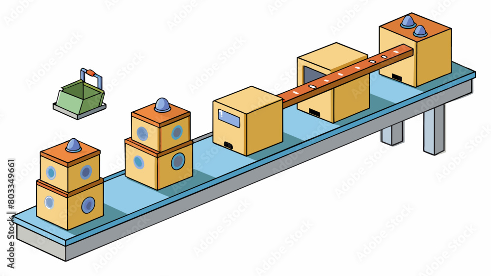 A simple automated assembly line for packaging food items consisting of ...
