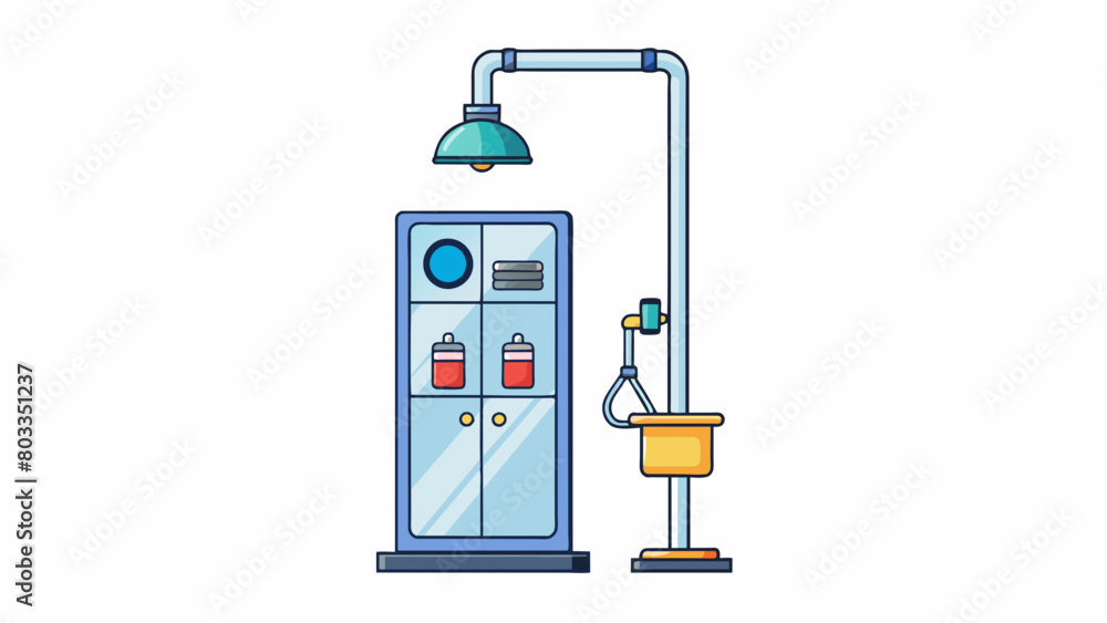 Combination eyewash and shower station This eyewash station is equipped ...