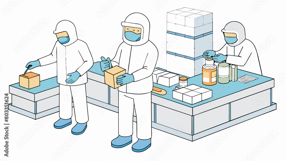 Inside a sterile cleanroom a team of technicians wears fullbody suits ...