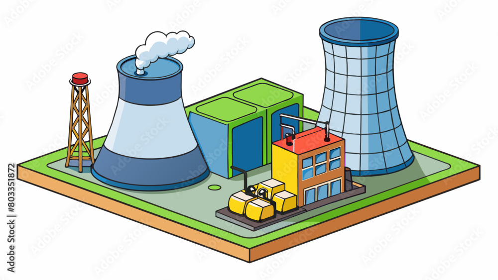 Nuclear power plant An industrial facility with a large containment ...