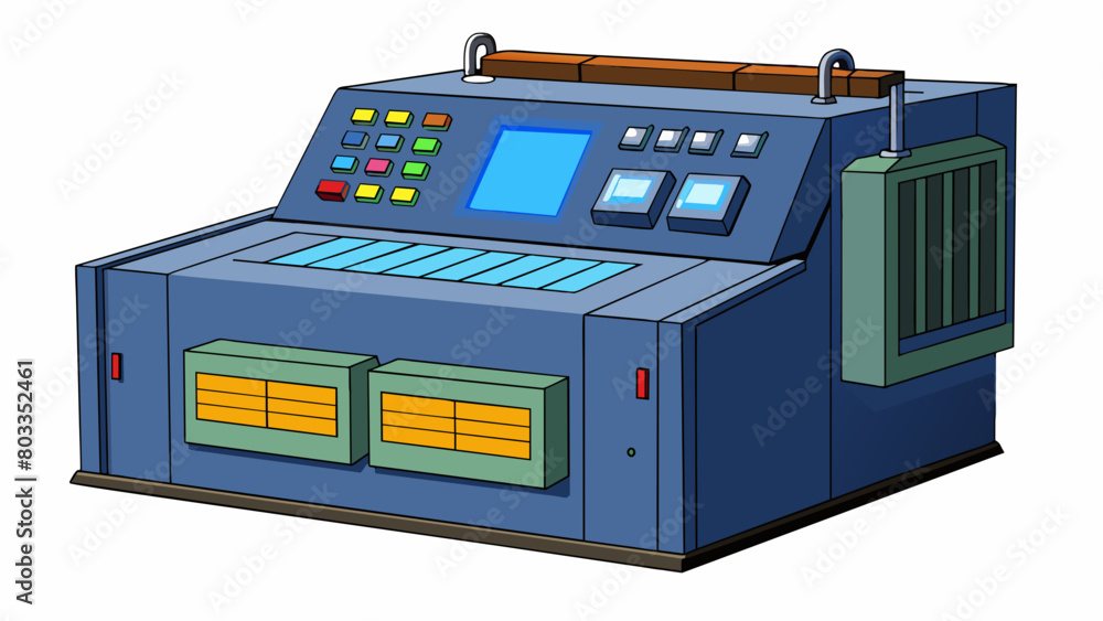 The editor is a large bulky machine with a boxy shape. It is made of sy ...