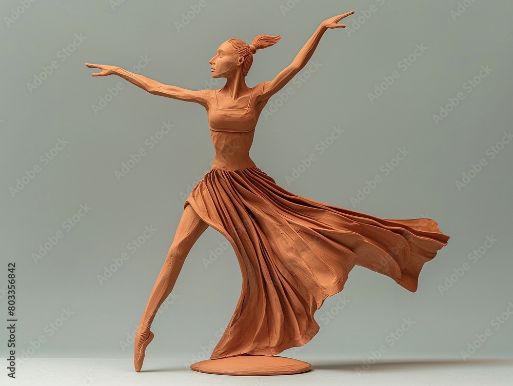 Clay model depict modern dancer in mid-flow, showcasing their stretched ...