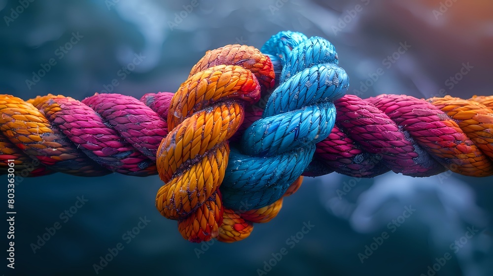 Vivid Relief: A Striking and Vibrant Depiction of a Knotted Rope Stock ...
