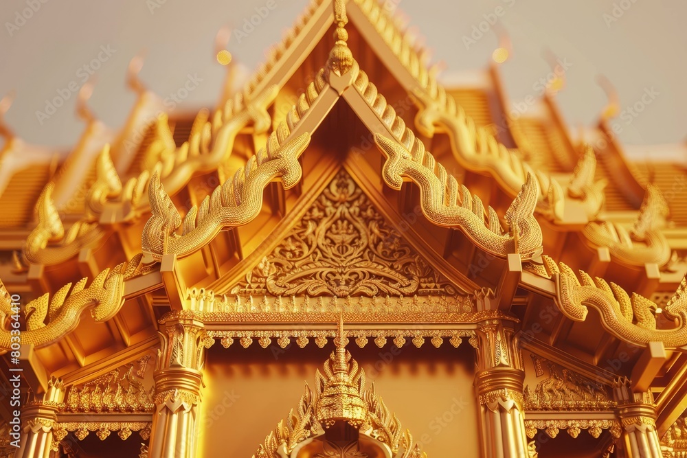 3d illustrations of thai temple architecture design bokeh style background Stock Illustration ...
