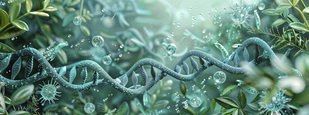 Biotechnology theme in a minimalist paper cutout, showcasing DNA ...