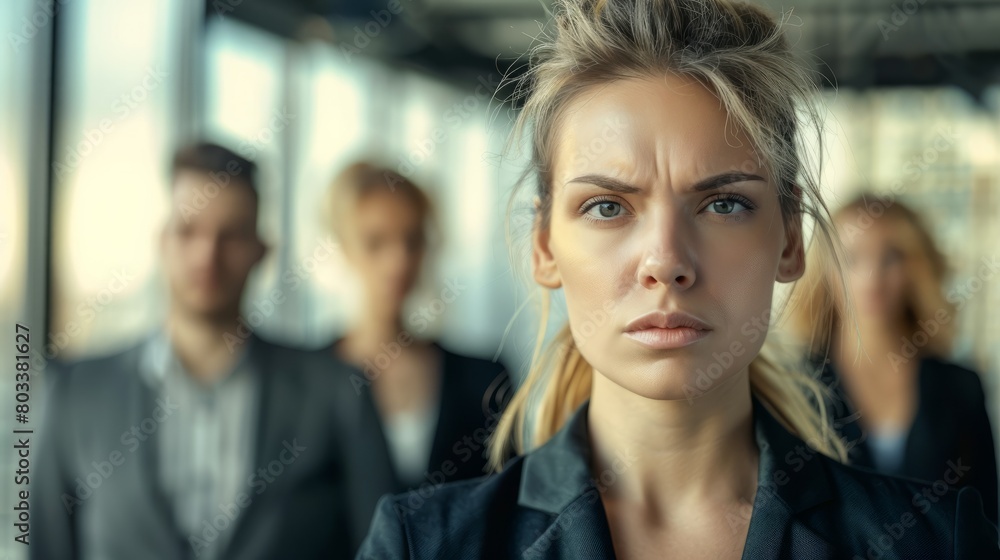 portrait of people. à¸ºbusiness woman and team. Angry , serious mood ...