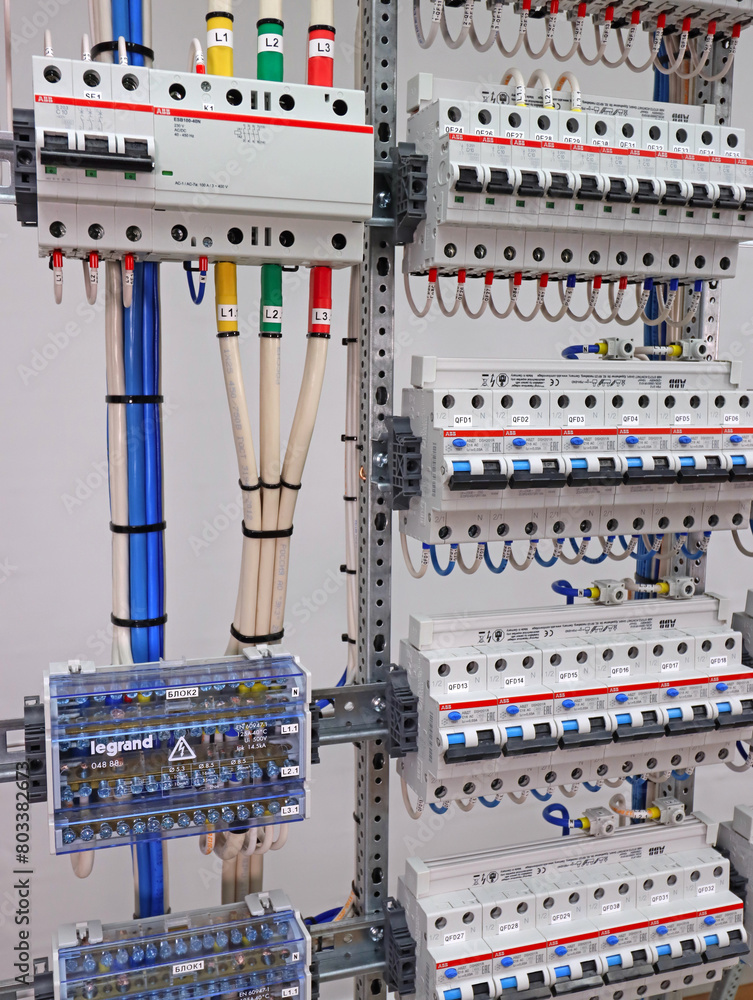 An electric switchboard with modules for protection and control of ...