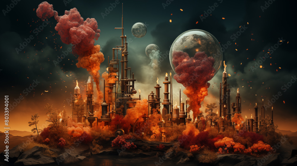 Animated sequence displays vibrant chemical elements reacting ...