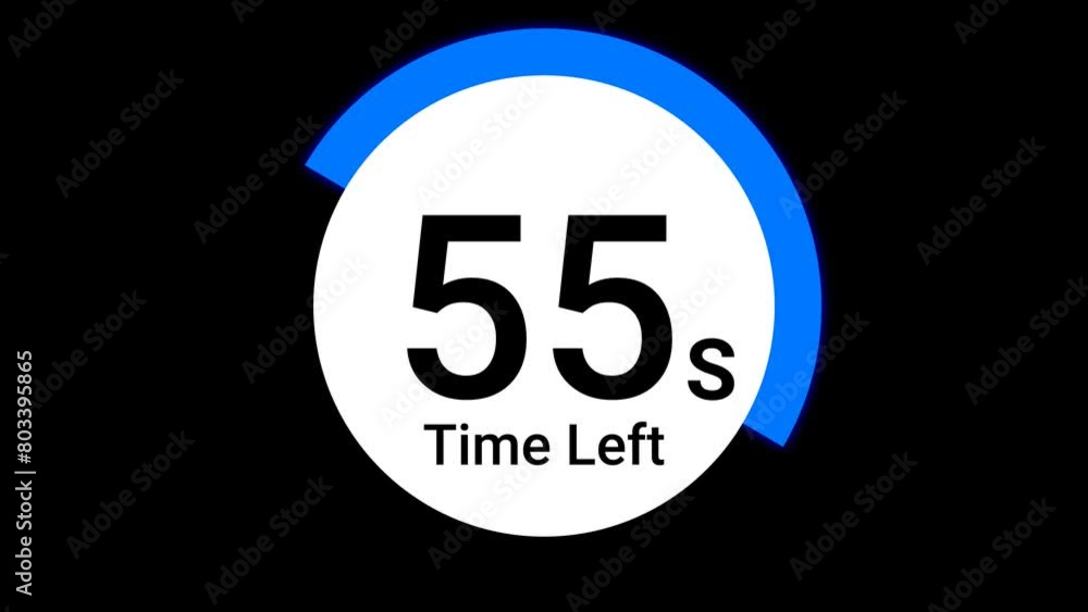 One Minute Circle Countdown Timer From 60 To 0 Seconds Time Left