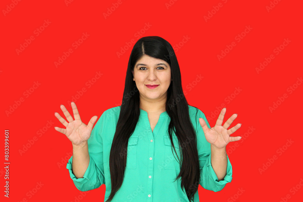 30-year-old Latina woman uses Mexican Sign Language from the deaf ...