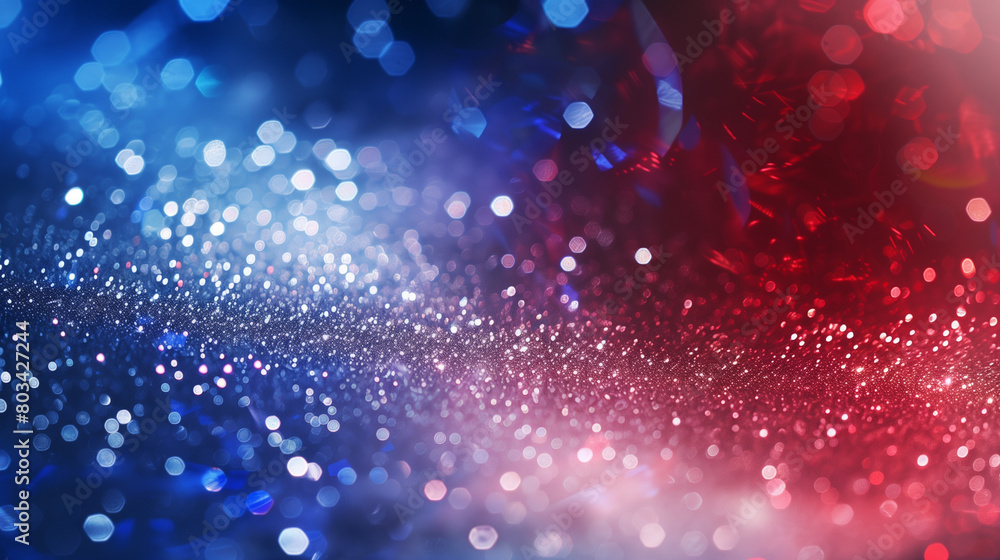 Abstract patriotic red white and blue glitter sparkle background for ...