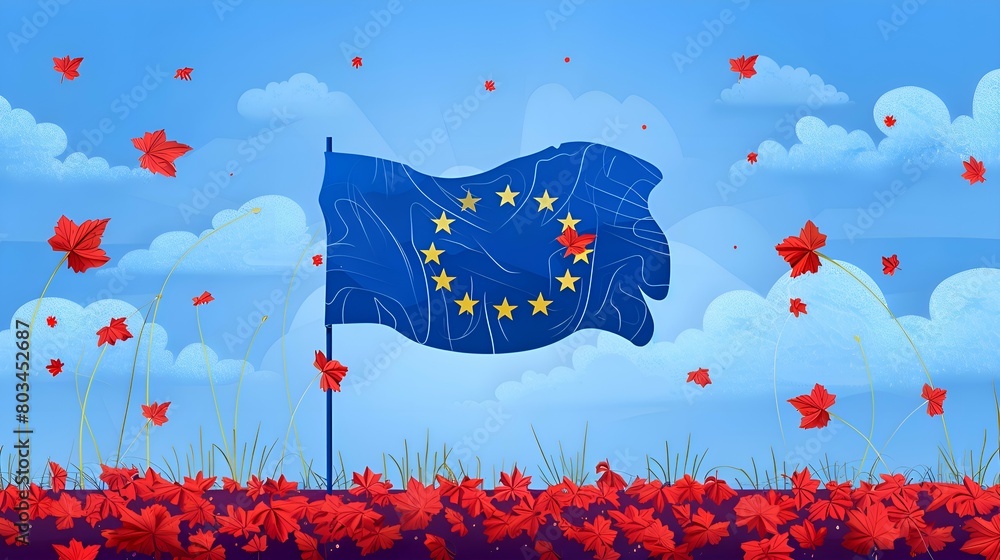 A symbolic Banner for Memorial Day, May 8, Europe Day.1945 is the day ...