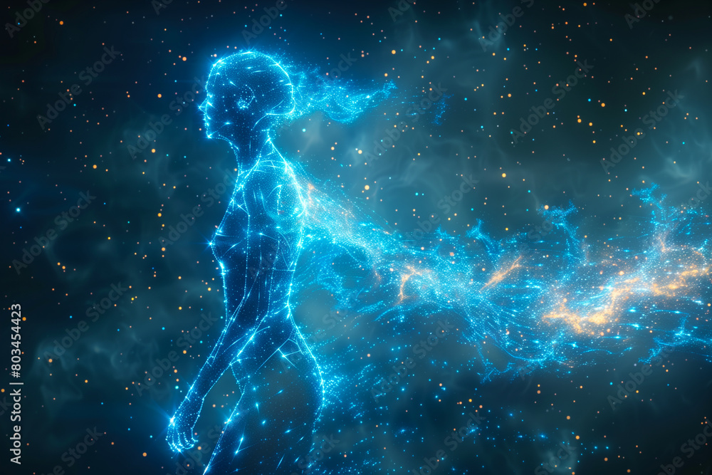Digital Human Model with Cosmic Energy Flow. Conceptual digital art of ...