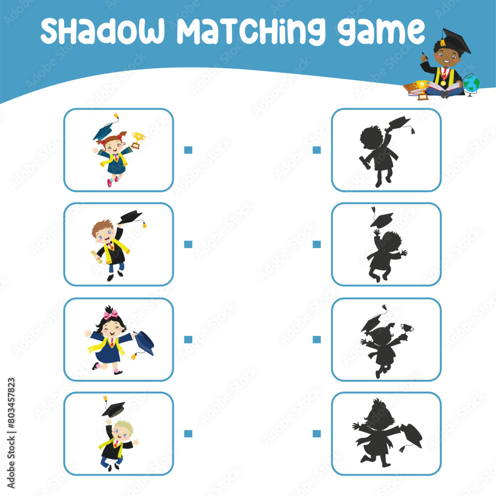 Matching shadow game for children. Find the correct shadow. Worksheet ...