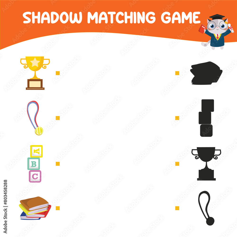 Matching shadow game for children. Find the correct shadow. Worksheet ...