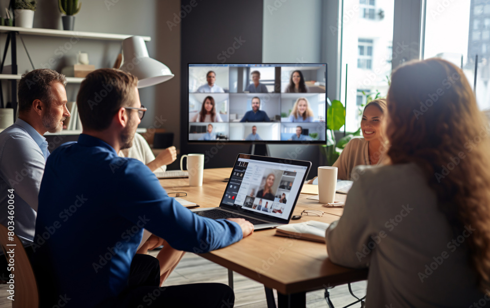 Virtual Meeting Video Conference. Team working by group video call ...