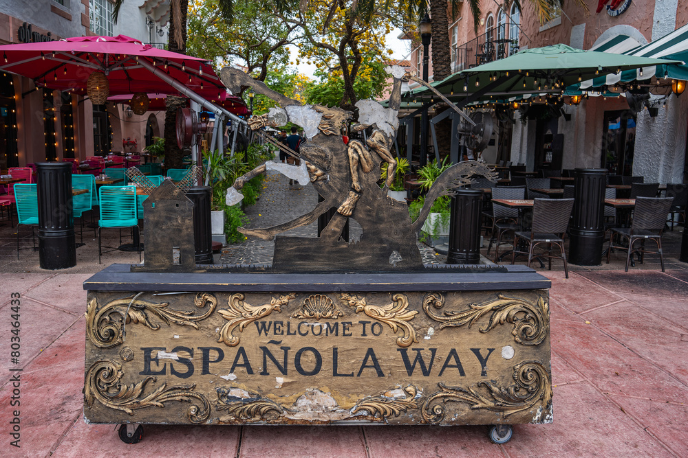 Miami Beach, FL - April 4, 2024: Espanola Way in South Beach is a ...