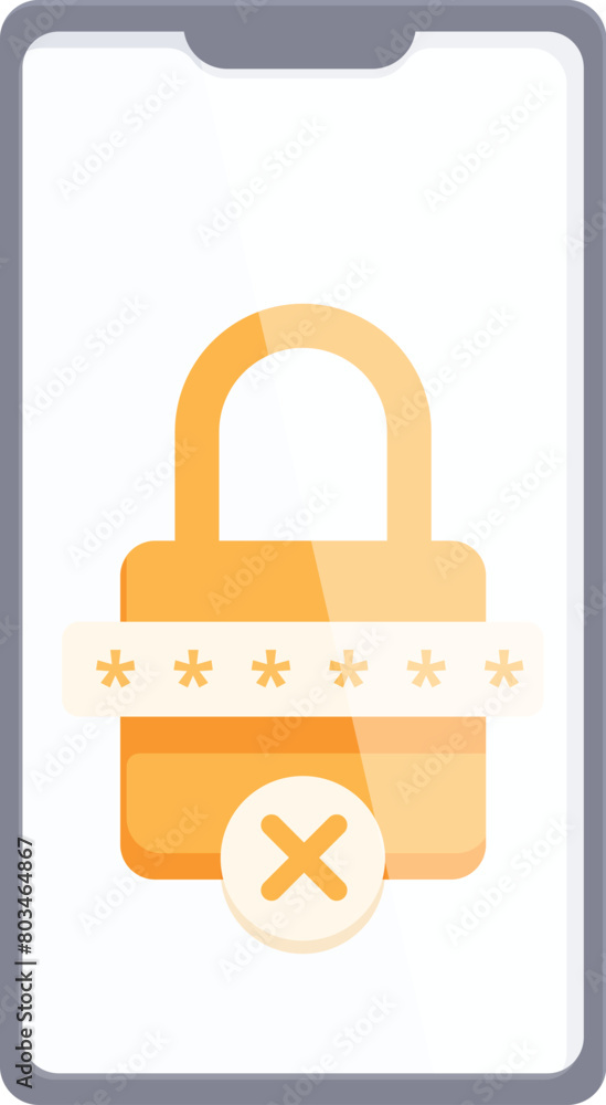Vetor de Locked password on phone icon cartoon vector. Safety hardware. Hacker render encryption ...