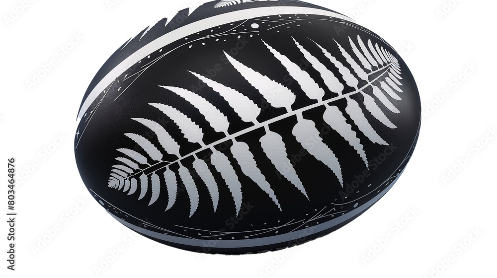 A New Zealand rugby ball with silver fern on a transparent background ...