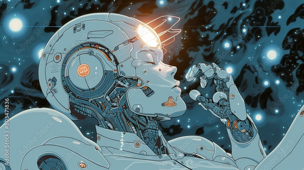 Cartoons of Picture a robotic entity guiding dream interpretation its ...