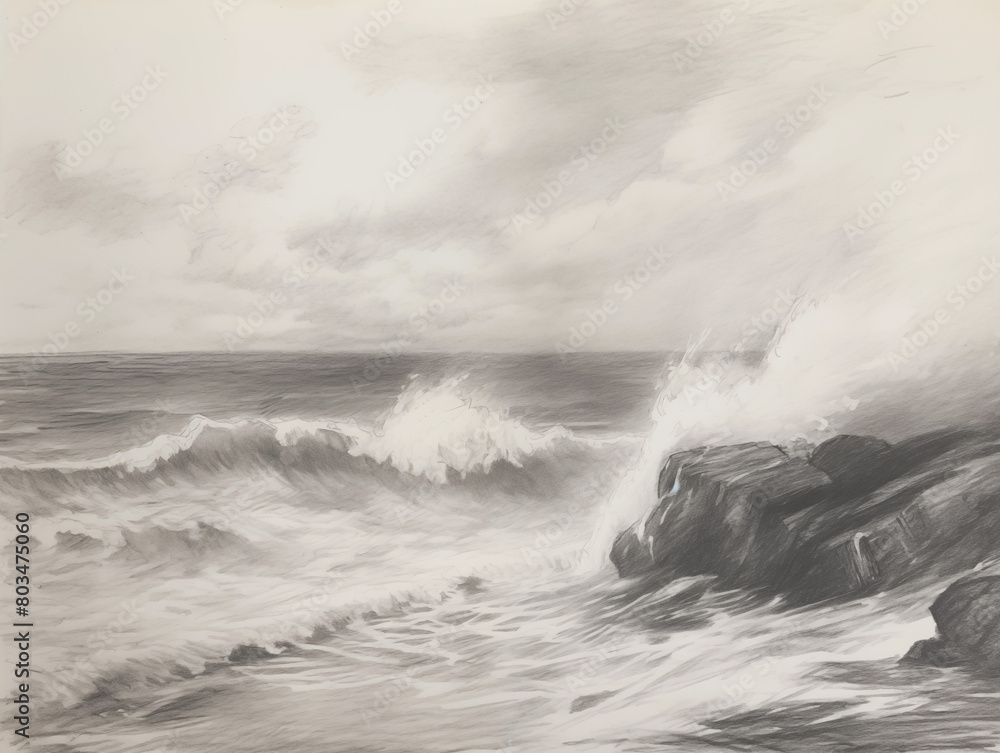 Ocean Waves Pencil Drawing: Inspired by John Constable and J.M.W ...