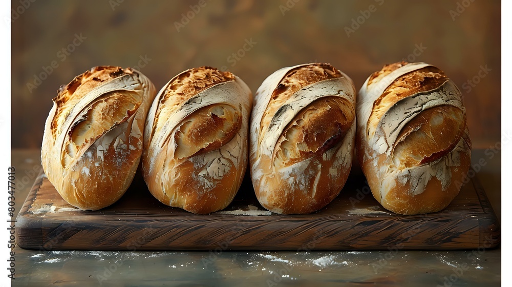 Sensory Pleasures of Artisanal Bread and Wooden Boards Stock Photo ...
